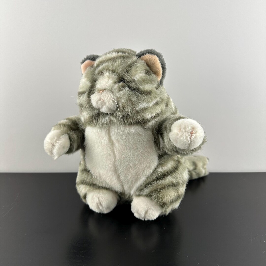 Russ Prudence Fat Chubby Kitty Cat Plush Stuffed Animal 8 Gray Tabby ...
