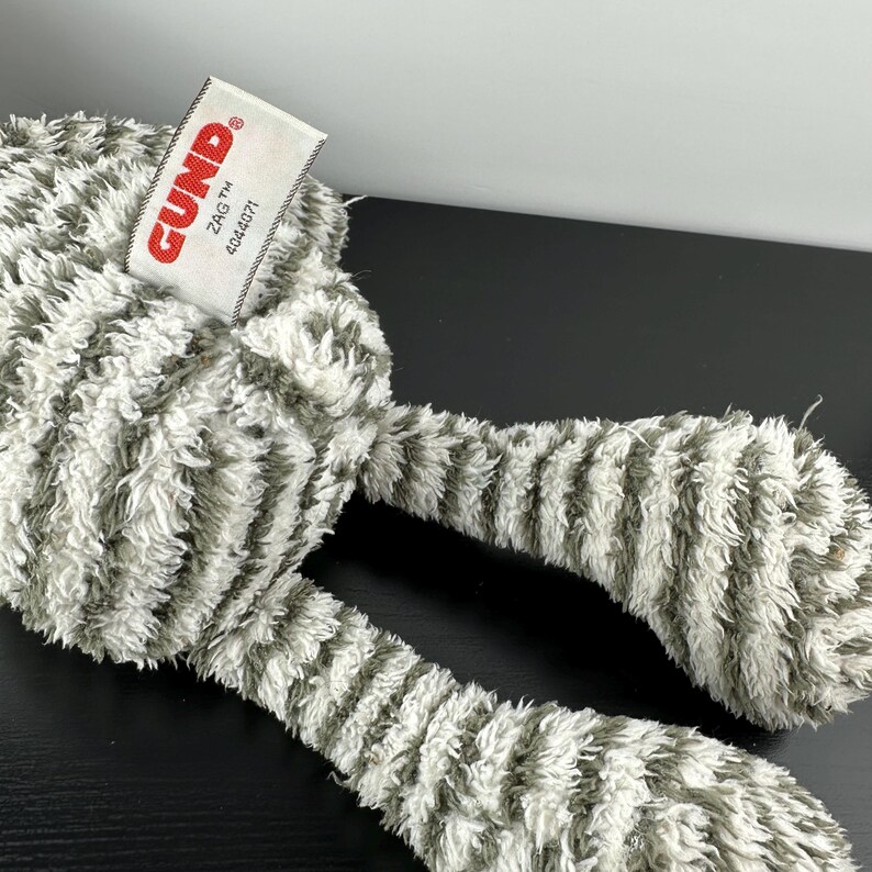 Gund Zag Bear Plush Stuffed Animal Grey and White Stripes Floppy Skinny ...