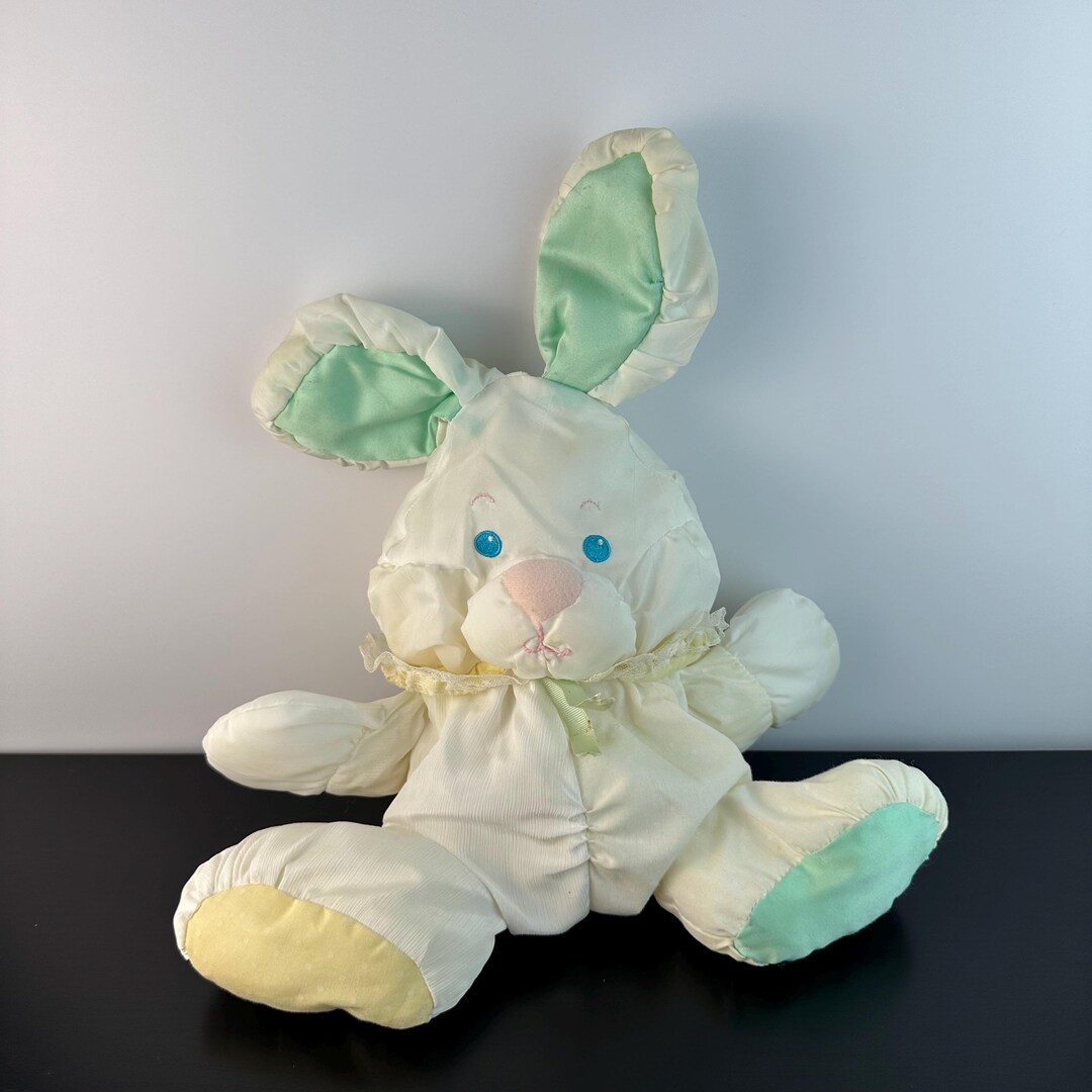 Fisher Price Puffalump White Bunny Rabbit Rattle Vintage Baby Plush ...