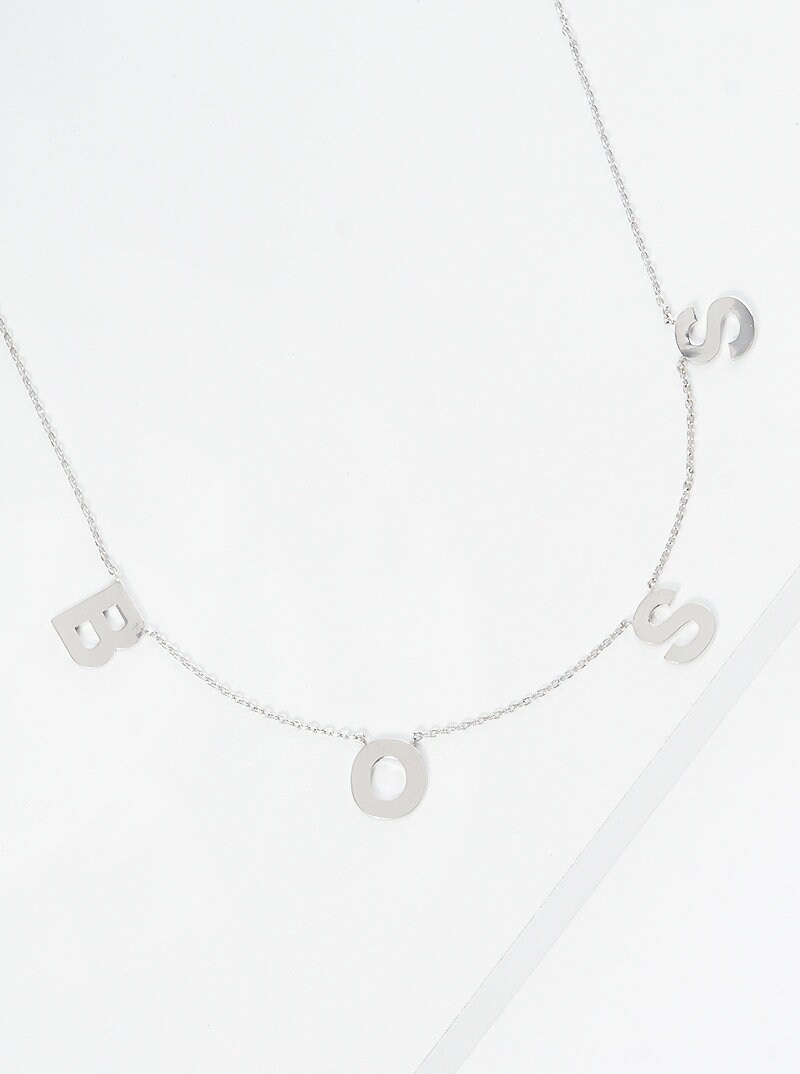 Boss Letter Chain Necklace Gold Boss Letter Pendant Necklace - Etsy