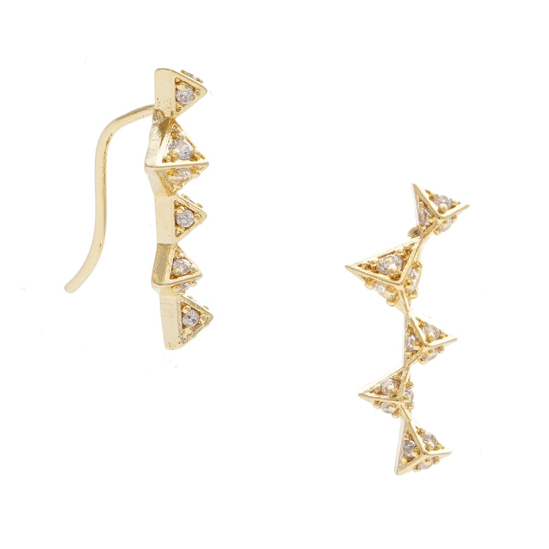 Triangle Ear Climber Earrings Gold Ear Jacket Earrings - Etsy