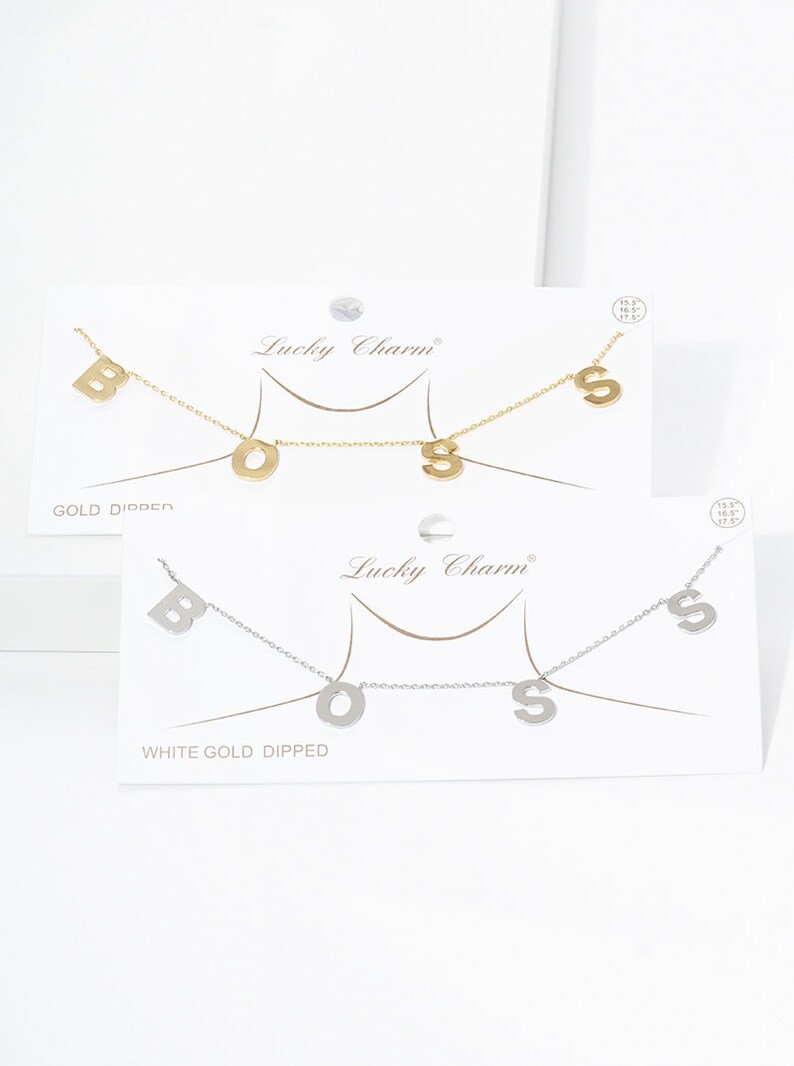 Boss Letter Chain Necklace Gold Boss Letter Pendant Necklace - Etsy