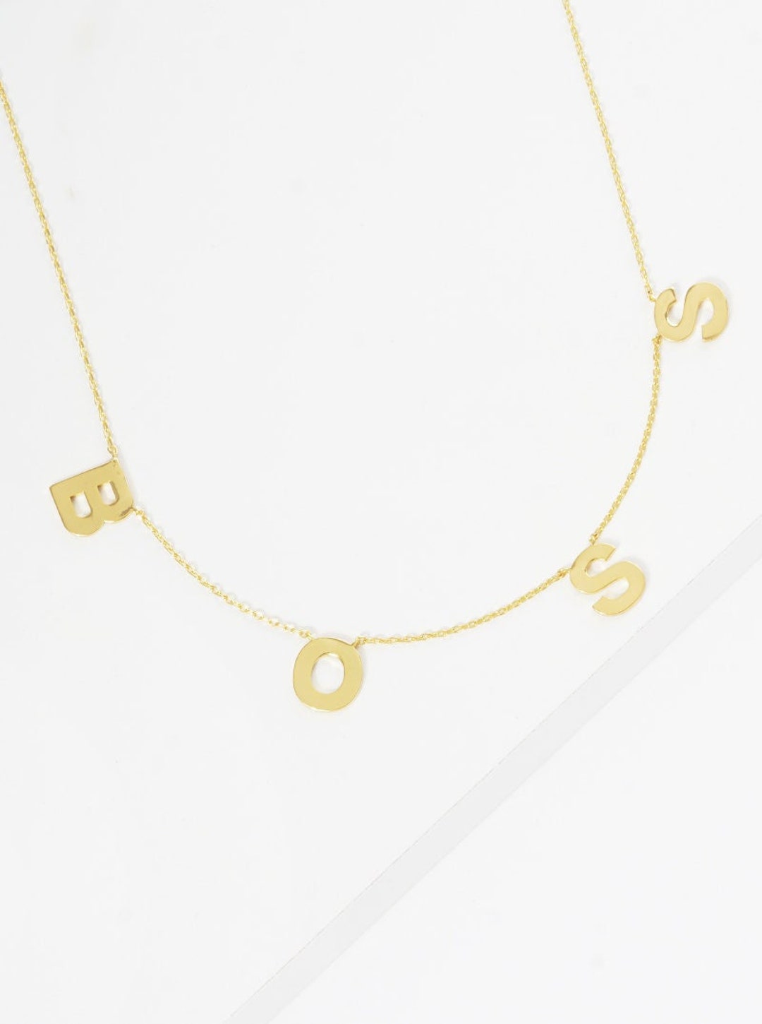 Boss Letter Chain Necklace Gold Boss Letter Pendant Necklace - Etsy