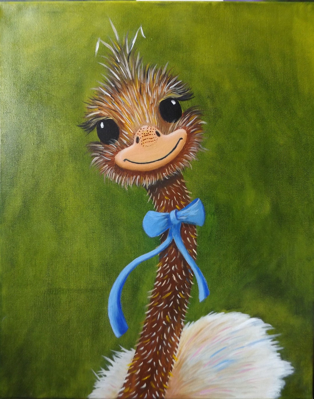 Picture "ostrich", Original Oil Paintingon Canvas, Size 50 X 40 Cm (20 ...