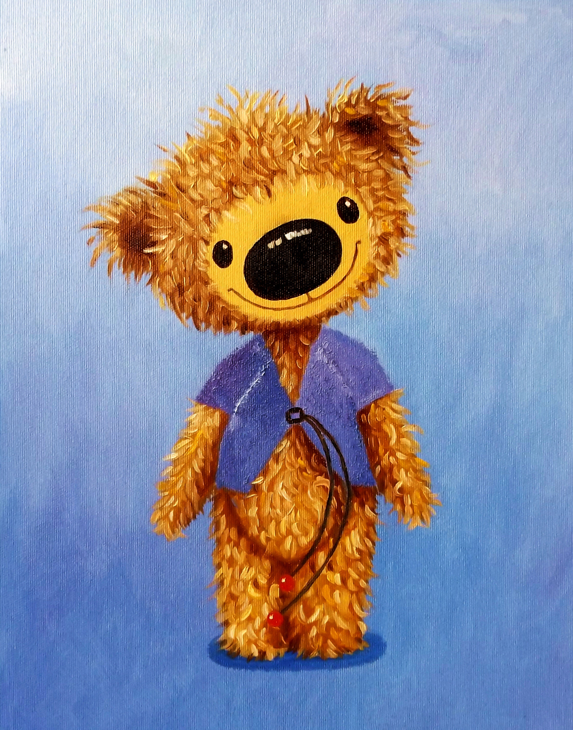 Picture "cute Teddy", Original Oil Painting on Canvas, Size 30 х 40 Cm ...