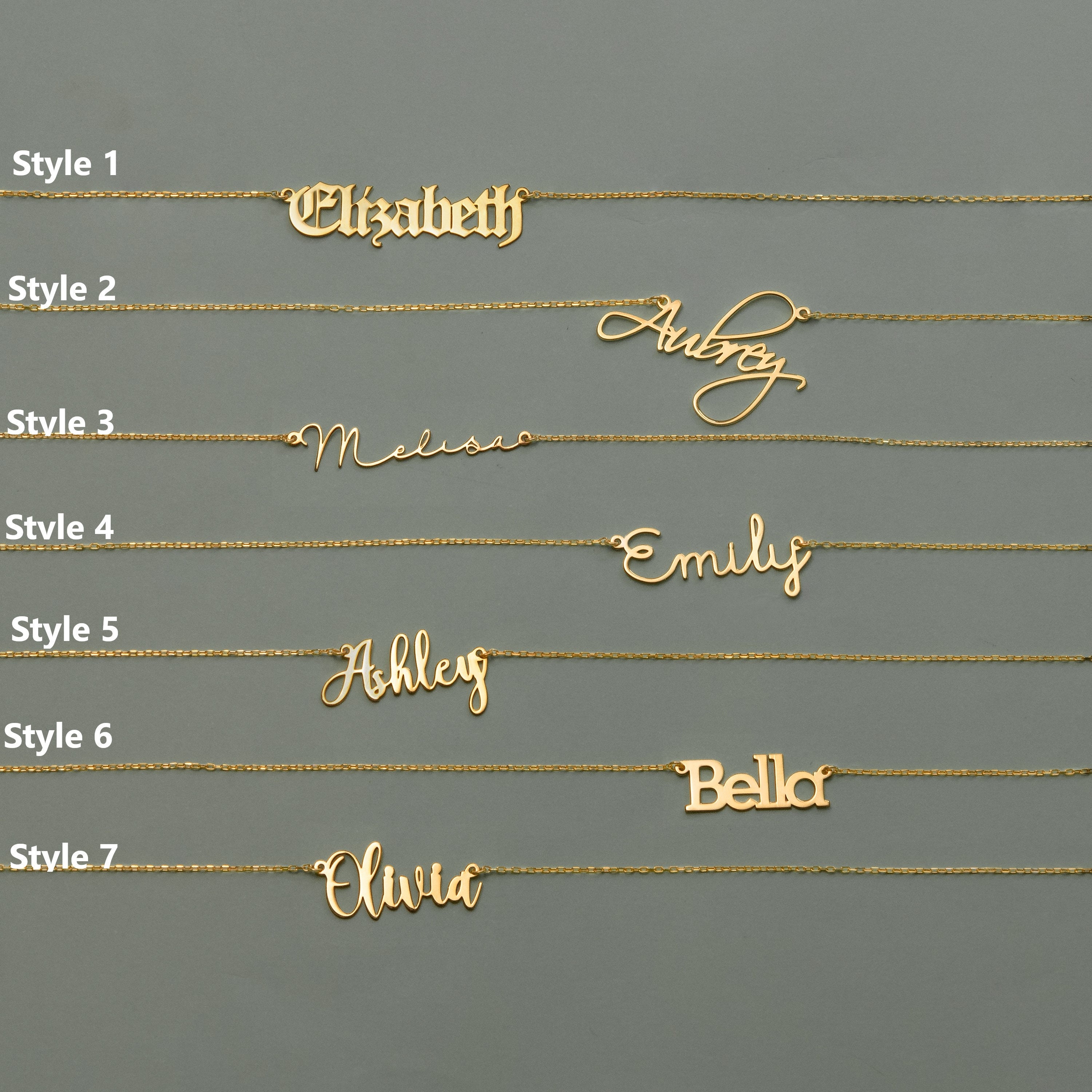 Name Necklace With Birthstone Custom Birthstone Necklace | Etsy