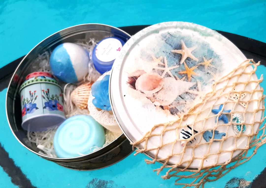 Nautical Sea Themed Home Spa Gift Set Box Wellness Gift Tins Self Care ...