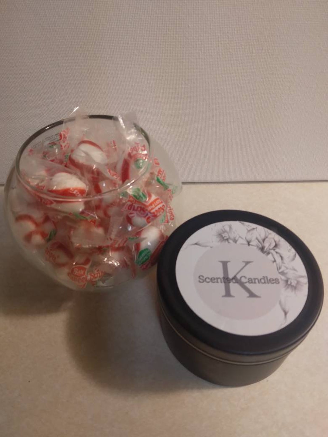 Peppermint Candy Scented Candle: Minty Home Gift - Etsy