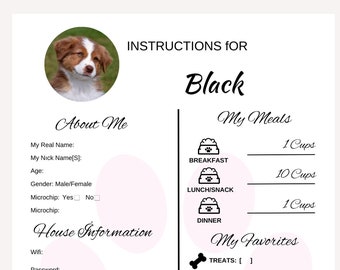 Pet Information Sheet - Canva Template - Pet Sitting (dog) - Etsy