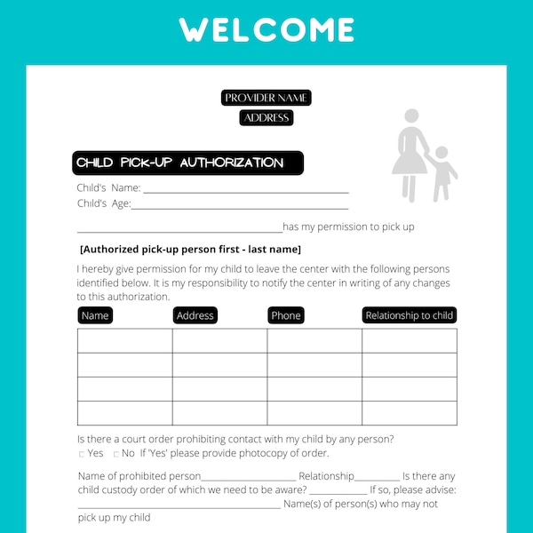 Child Pick up Form - Etsy