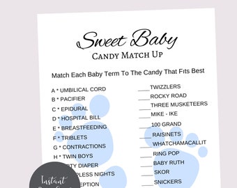 Sweet Baby Candy Match Game W/ Answer Key - Baby Shower Activity ...