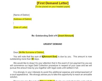 Editable Demand Letter Template - Etsy