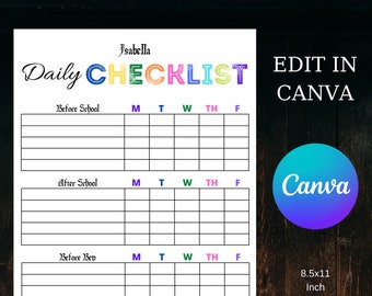 Printable EDITABLE Daily Routine for Kids Canva Template - Etsy