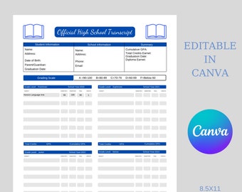 Homeschool Transcript Template Weighted Gpa - Etsy