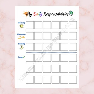 Daily Responsibilities Chore Chart, Kids Daily Task List, Morning ...