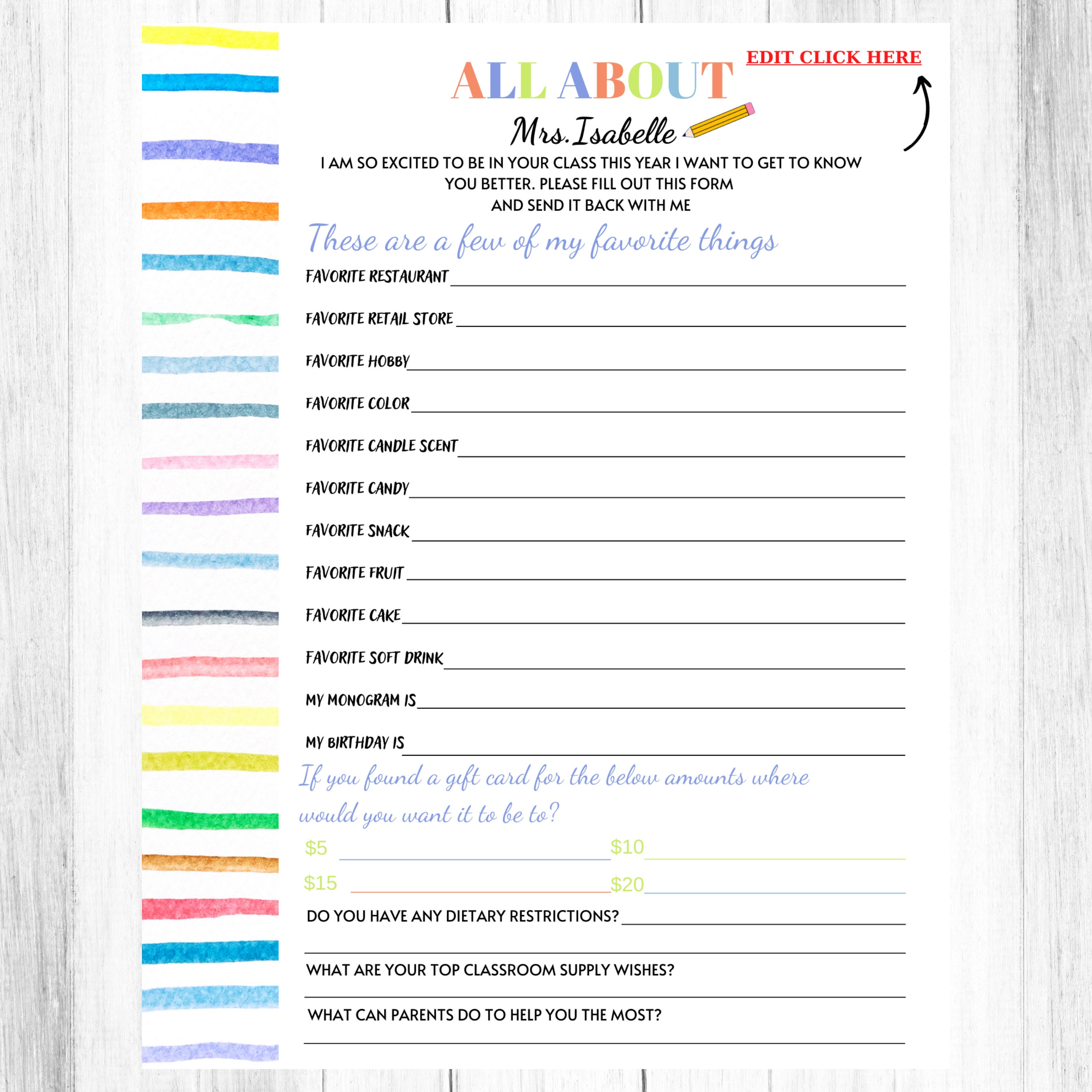 DIY Get to Know You Questionnaire, Getting to Know You Canva Template ...