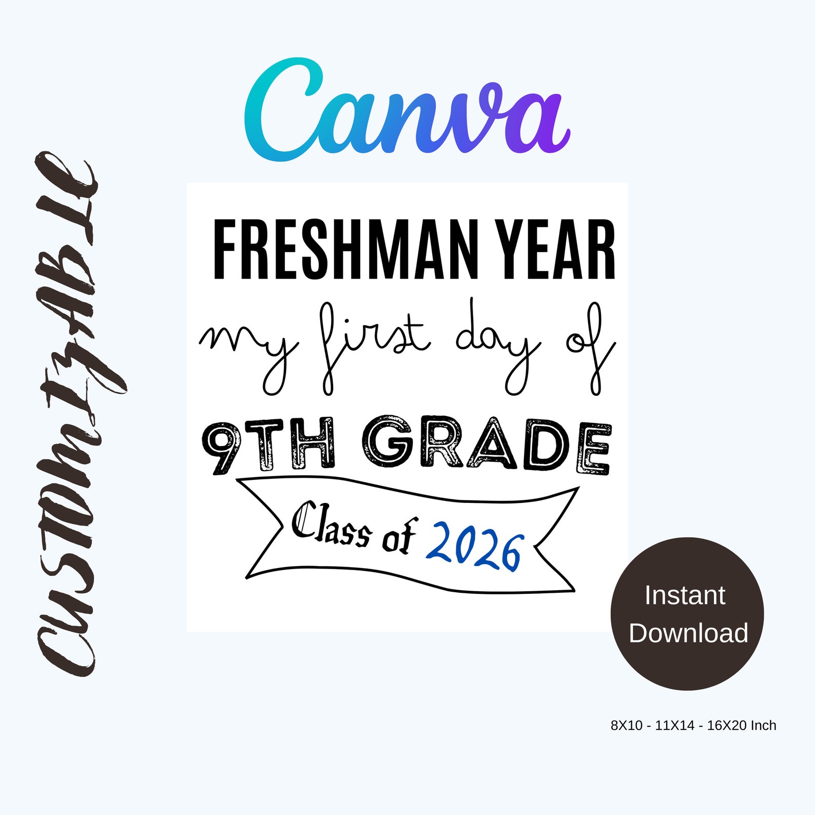 DIY First Day of 9th Grade Sign, First Day of Freshman Year, First Day ...