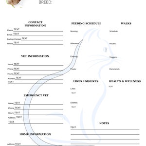 DIY Customizable Pet Sitter Instructions, Pet Sitter Notes, Dog Sitter ...