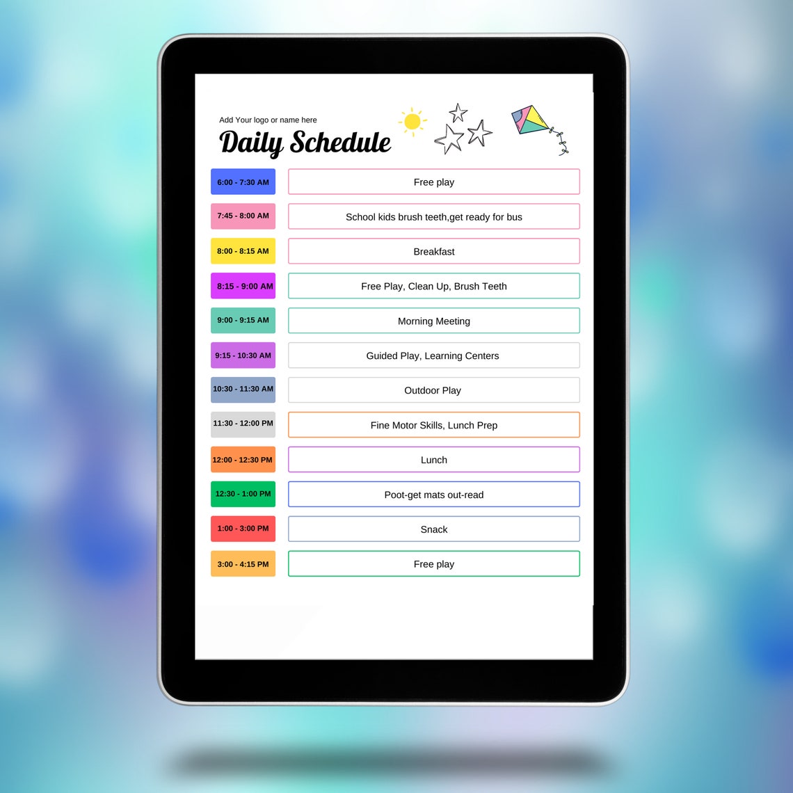Daily Daycare Schedule, Canva Template, Fully Customizable, Edıtable ...