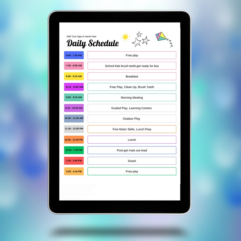 Daily Daycare Schedule, Canva Template, Fully Customizable, Edıtable ...