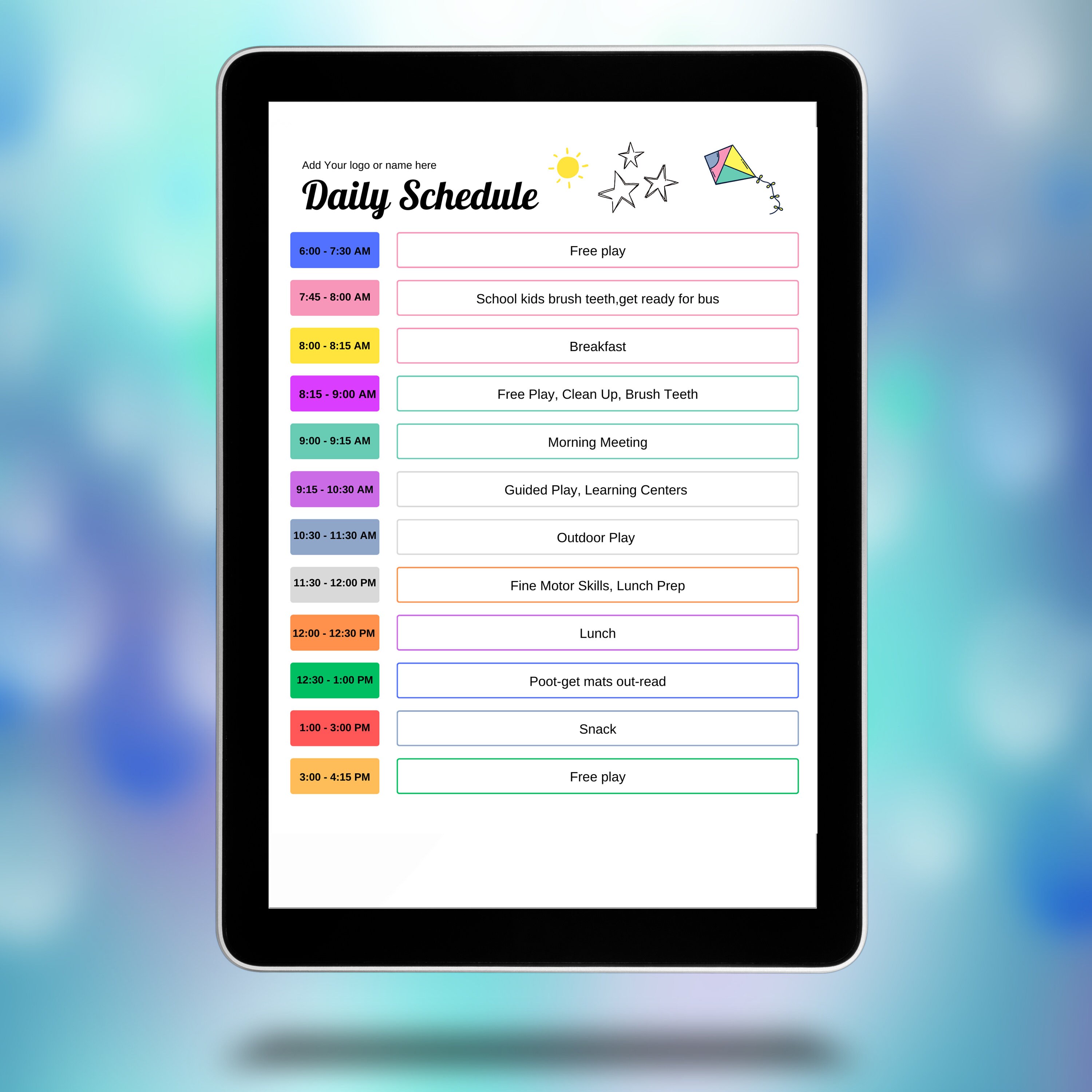 Daily Daycare Schedule, Canva Template, Fully Customizable, Edıtable ...