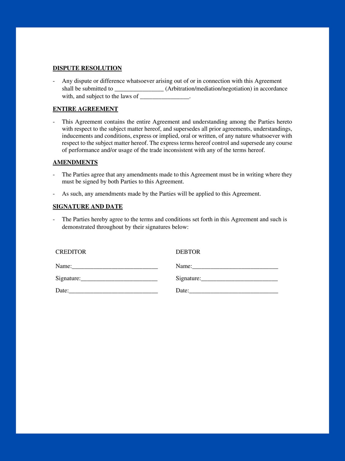 Payment Contract Template: Editable Agreement (PDF & Word) - Etsy