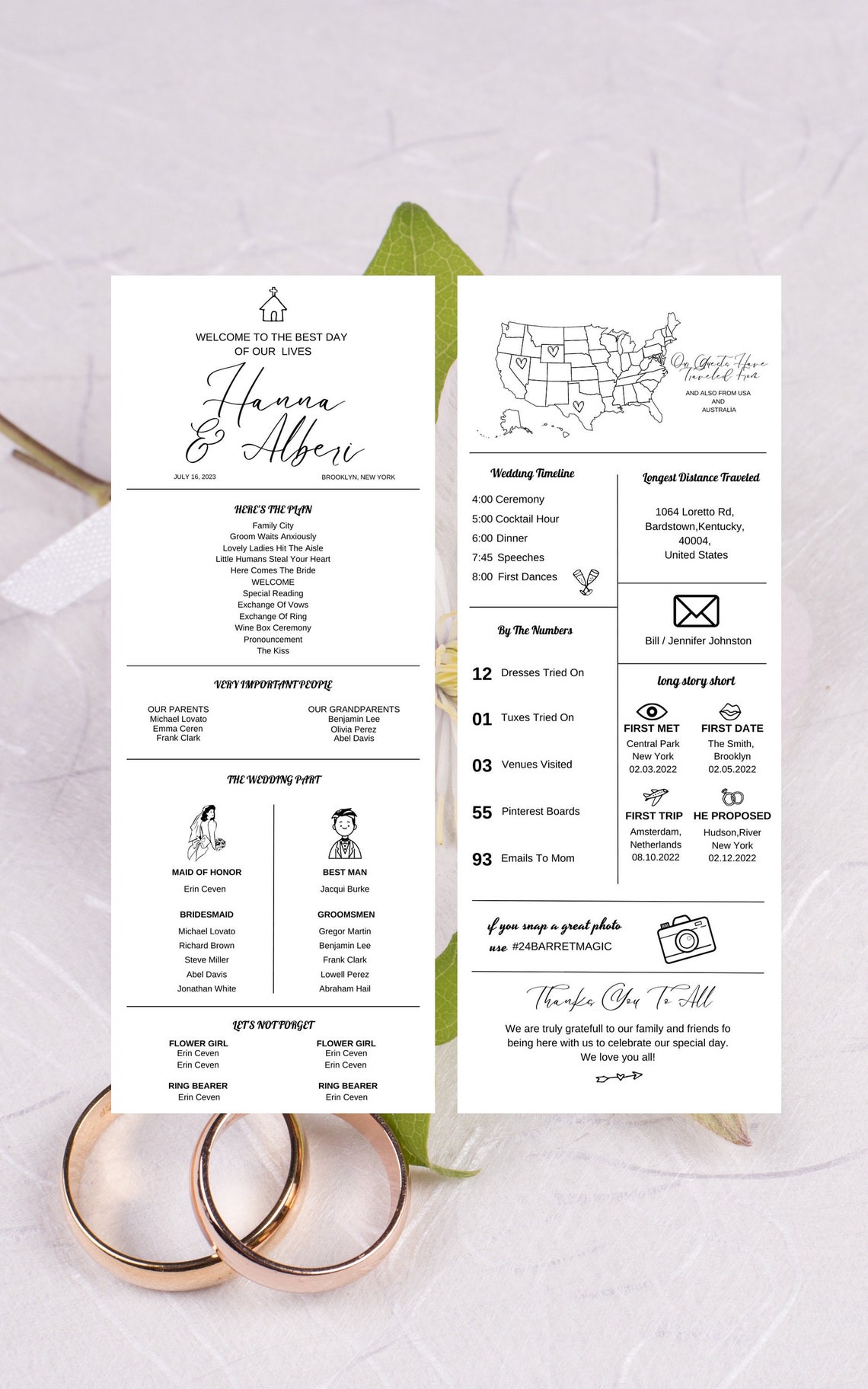 Infographic Wedding Program Canva Template, Customıze Fun Wedding ...