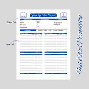Homeschool High School Transcript Template: Editable Canva Design (8 ...