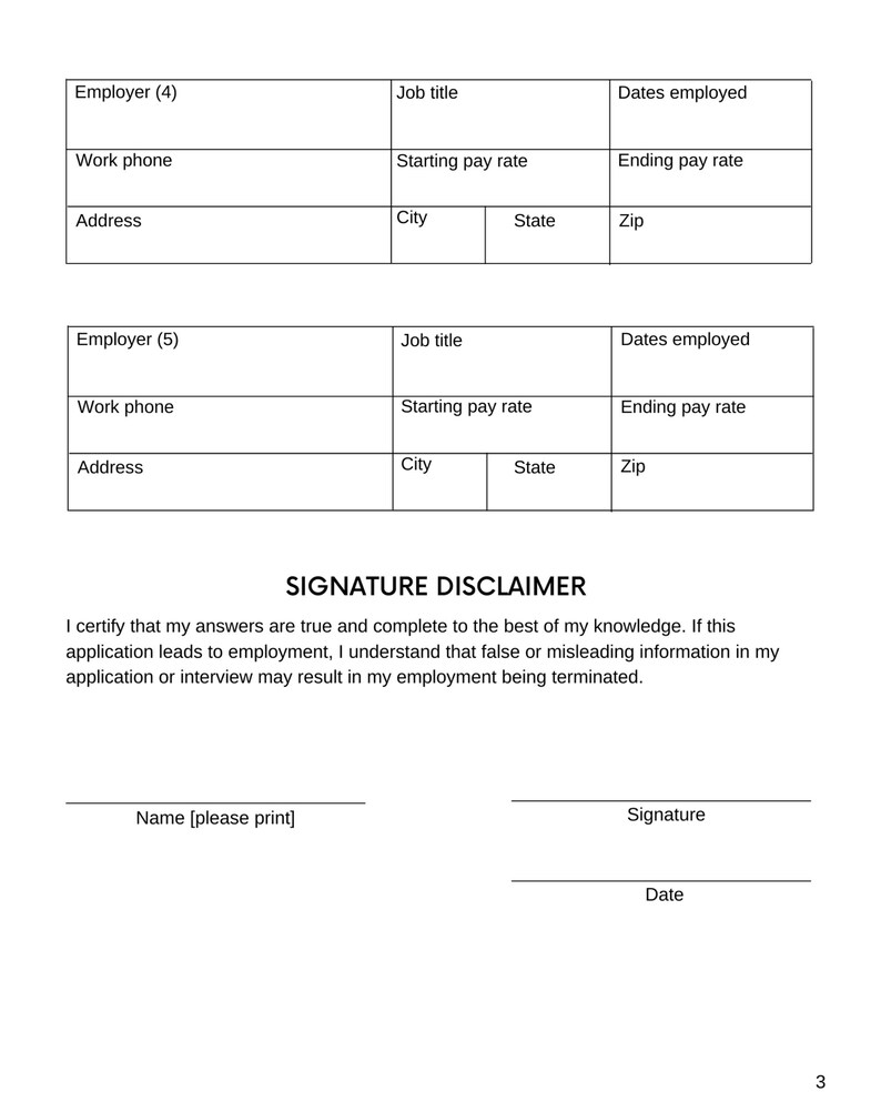 Job Employment Application Canva Template Editable, Printable - Etsy