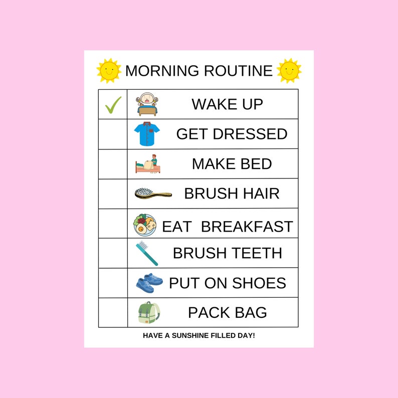 DIY Kids Morning , Bedtime Routine Charts Canva Template, Cute ...