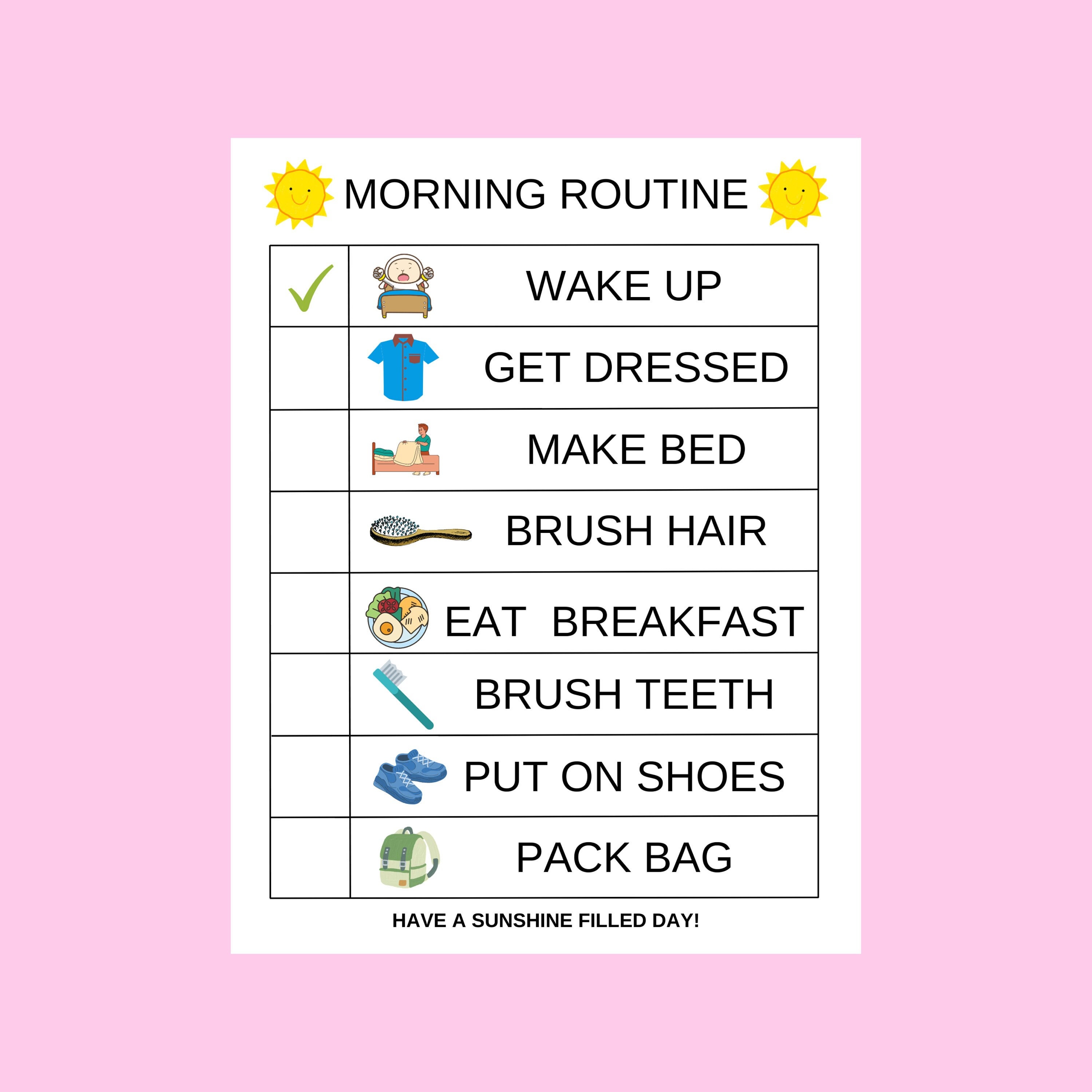 DIY Kids Morning , Bedtime Routine Charts Canva Template, Cute ...