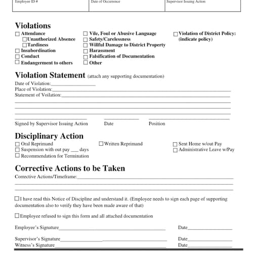 Employee Disciplinary Forms Warning Notice HR Write up - Etsy