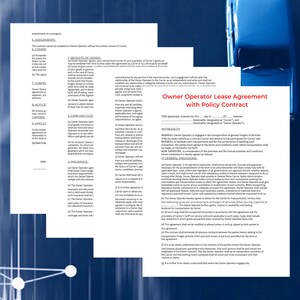 Owner Operator Lease Agreement With Policy Contract, Owner Operator ...