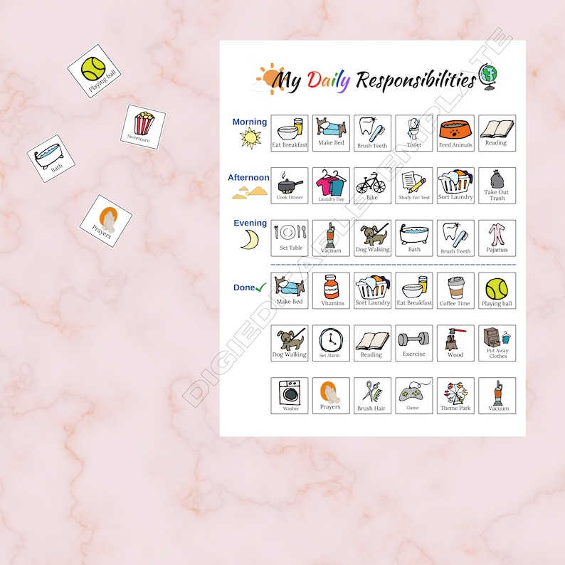 Daily Responsibilities Chore Chart, Kids Daily Task List, Morning ...