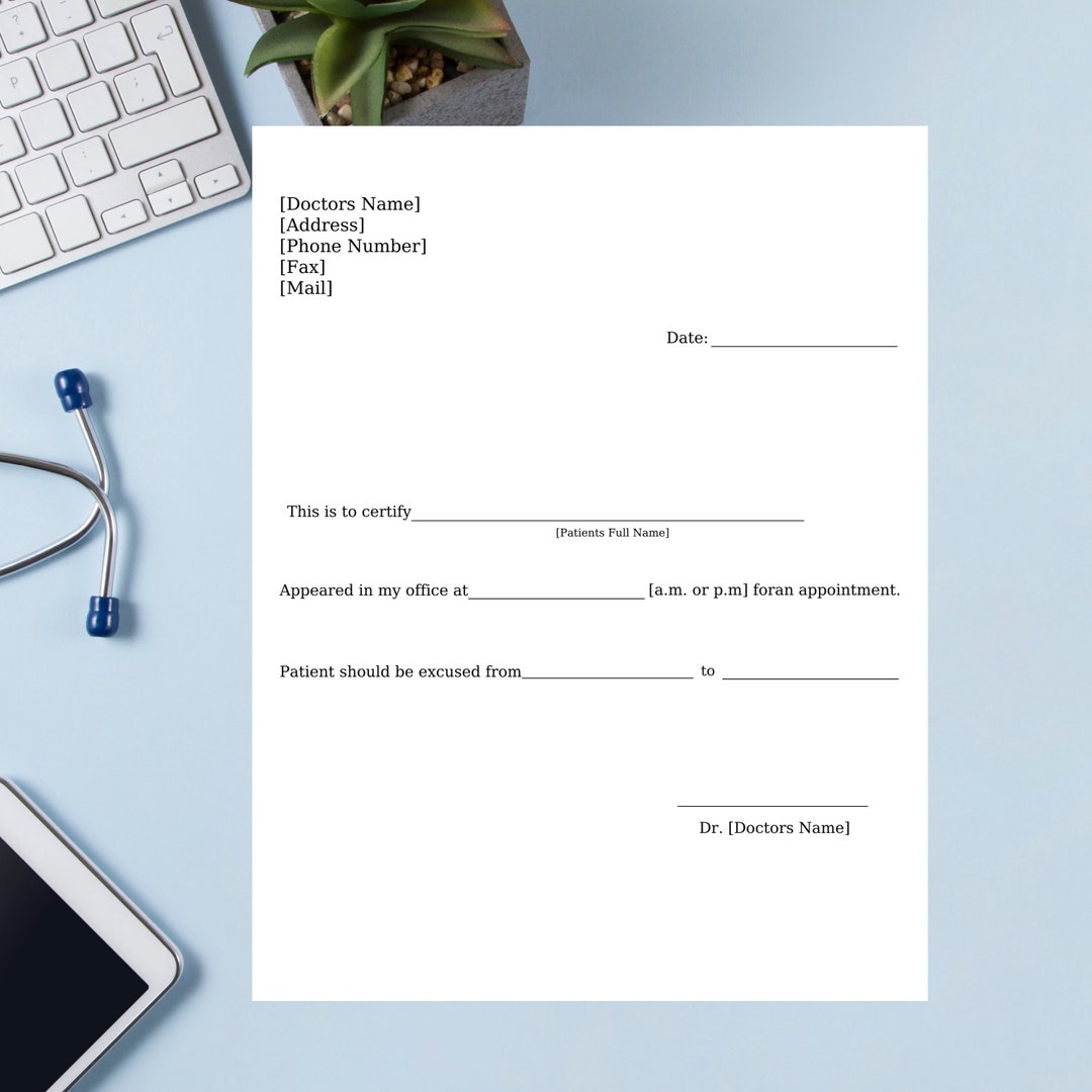 Doctors Note Template Printable Download, EDITABLE CANVA - Etsy