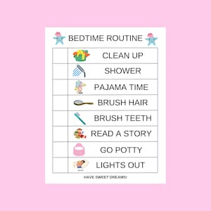 DIY Kids Morning , Bedtime Routine Charts Canva Template, Cute ...
