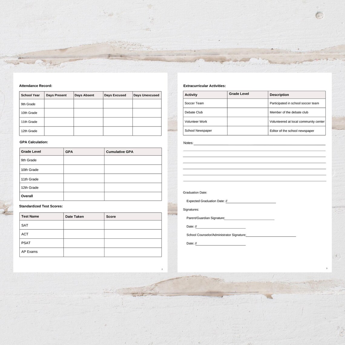 Printable Homeschool Transcript: Editable High School Template (canva ...