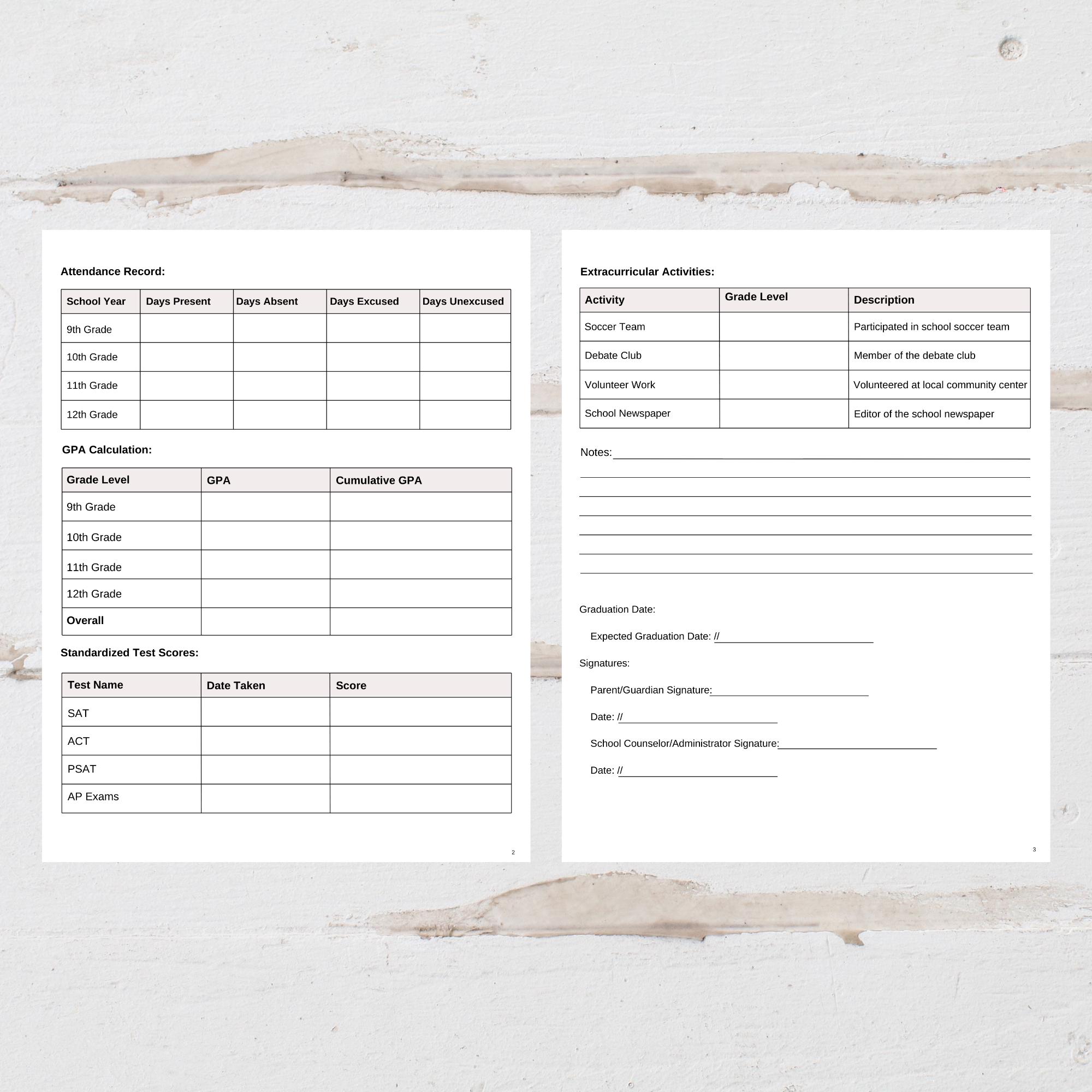 Printable Homeschool Transcript: Editable High School Template (canva ...