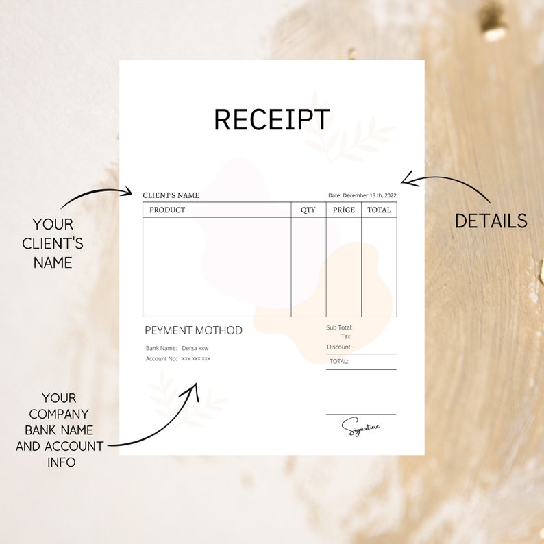 Editable Receipt Template: Printable Order Form (canva & Word) - Etsy