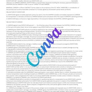 Freight Dispatch Carrier Contract: DIY Canva Template (instant Download ...
