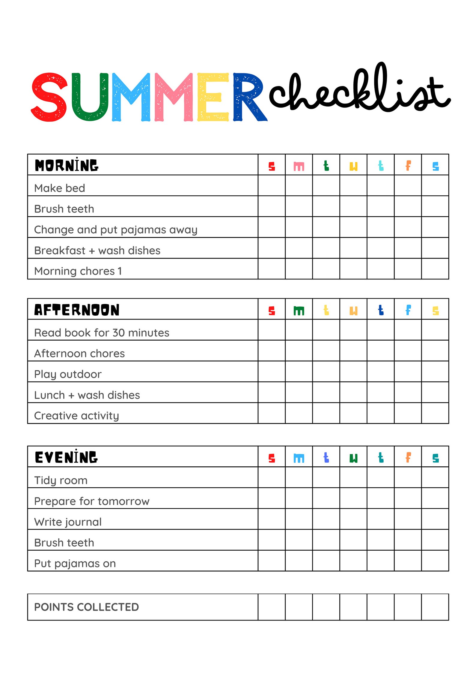 Editable Summer Rules Printable Planner Bundle Summer Calendar Summer ...
