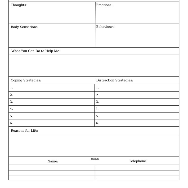 Safety Plan Canva Template, Fillable, Printable,blank PDF - Etsy