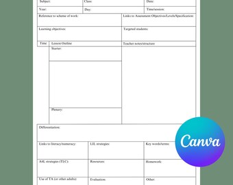 Editable Lesson Plan Template, Printable Teacher Planner (digital ...