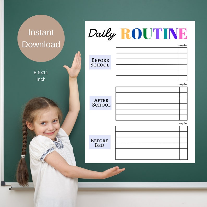 Printable EDITABLE Daily Routine for Kids Canva Template - Etsy