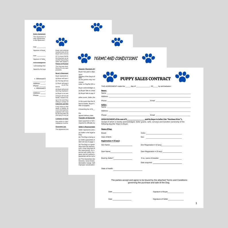 DIY Puppy Sales Contract, Personalised Puppy Canva Template, Puppy ...