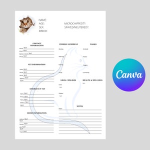 DIY Customizable Pet Sitter Instructions, Pet Sitter Notes, Dog Sitter ...