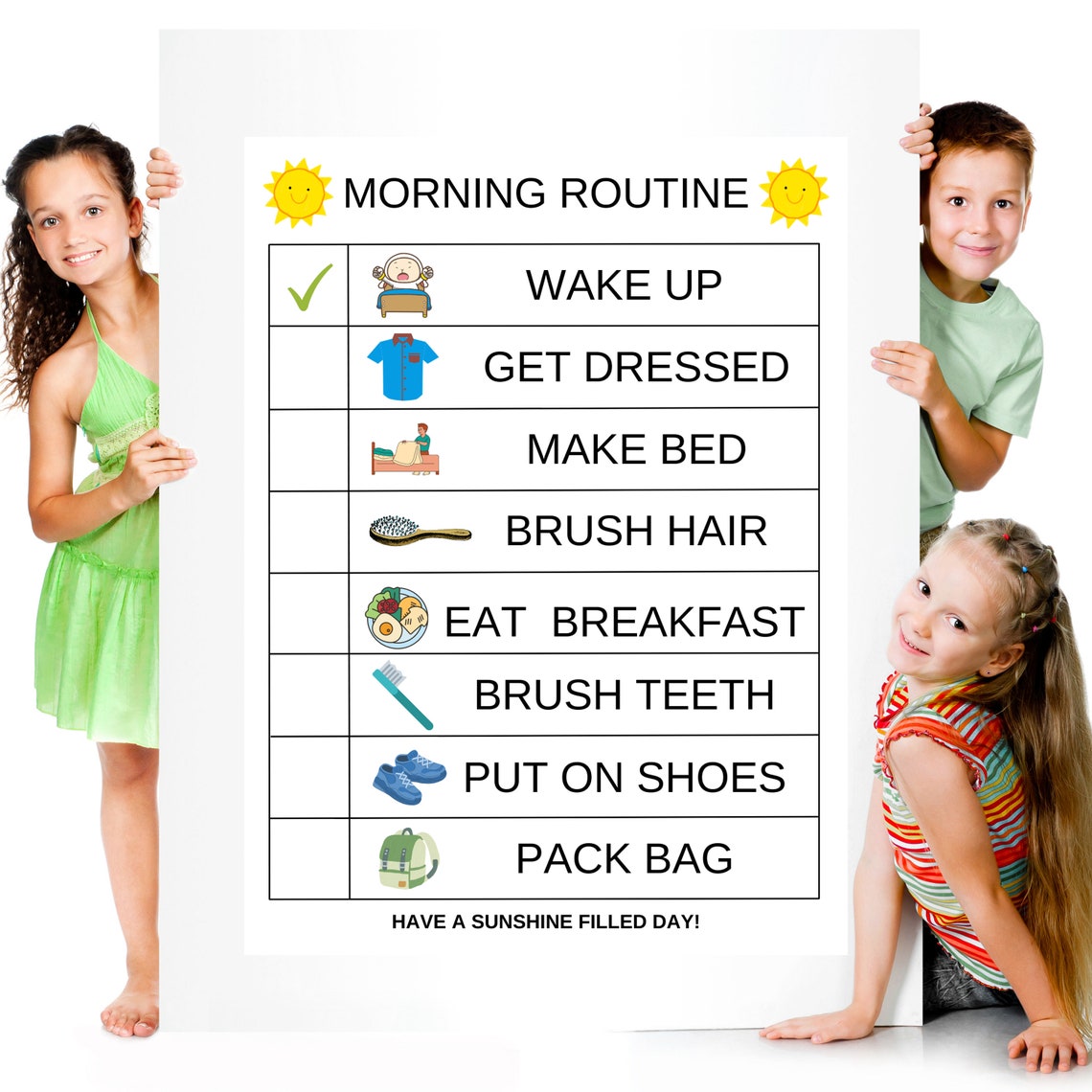 DIY Kids Morning , Bedtime Routine Charts Canva Template, Cute ...