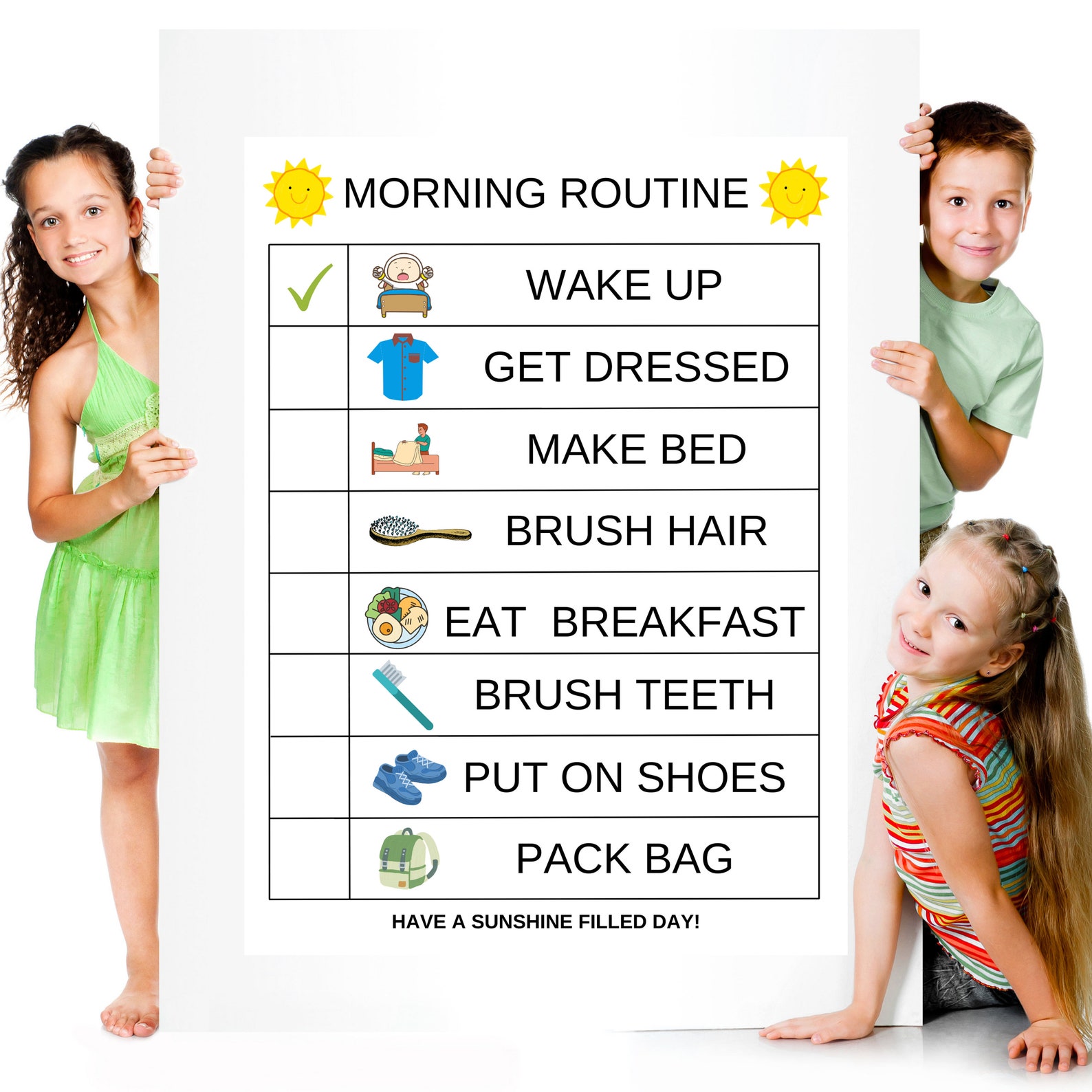 DIY Kids Morning , Bedtime Routine Charts Canva Template, Cute ...