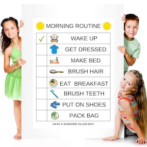 DIY Kids Morning , Bedtime Routine Charts Canva Template, Cute ...