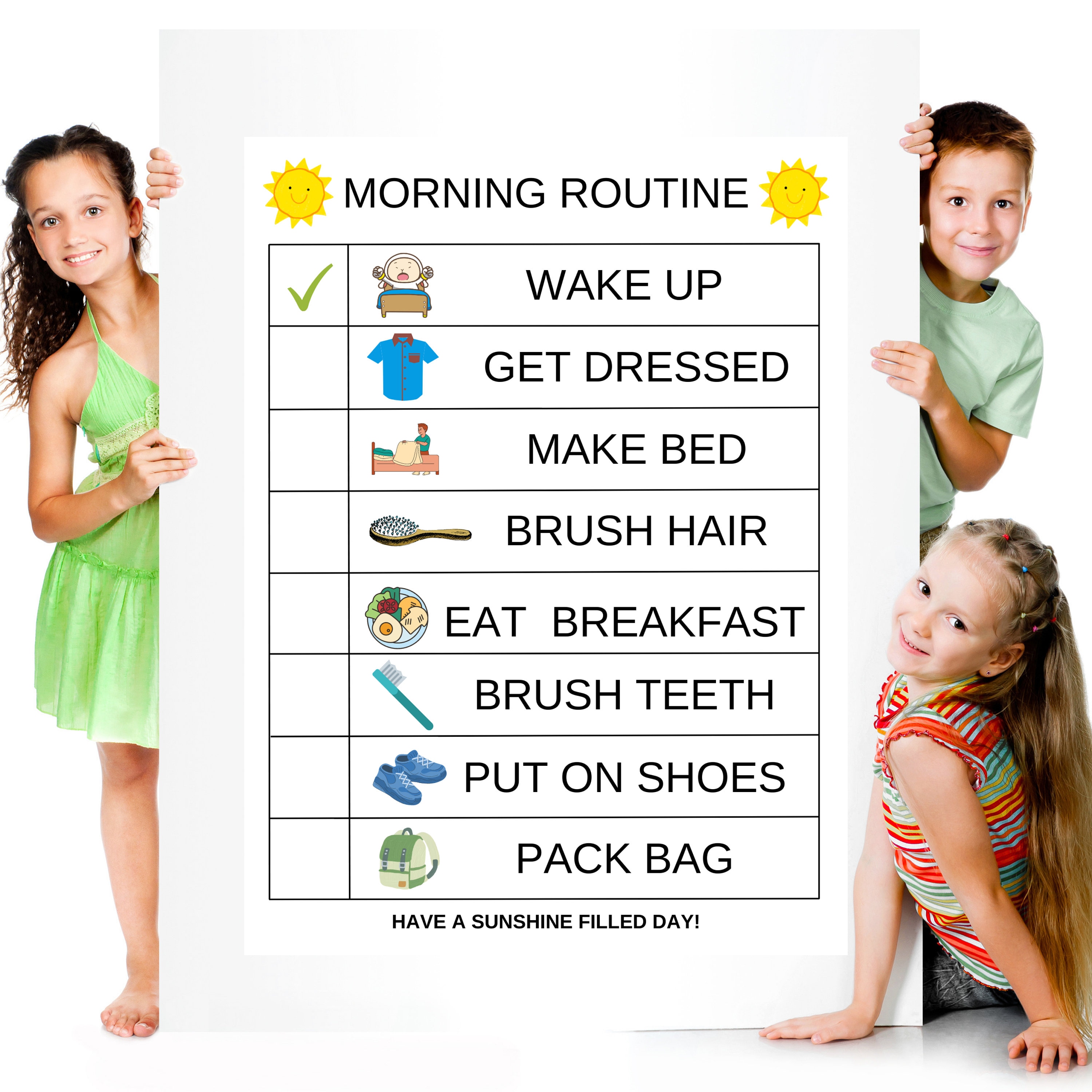 DIY Kids Morning , Bedtime Routine Charts Canva Template, Cute ...